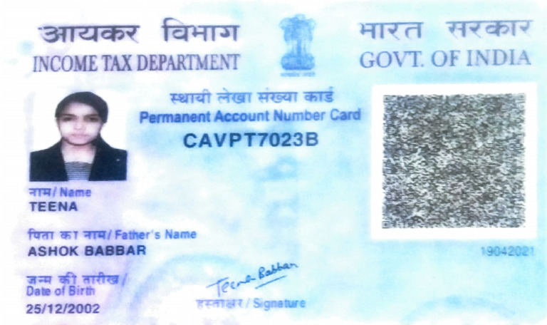 Original PAN Card Details for Teena | PDF