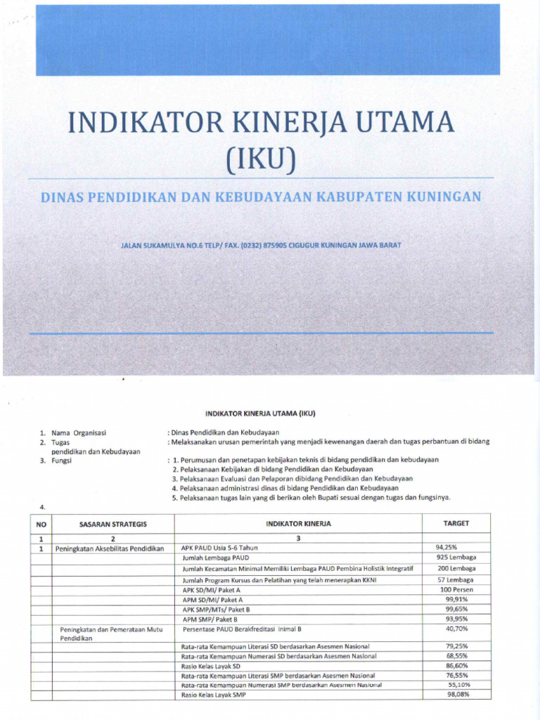 Indikator Kinerja Utama (Iku) | PDF