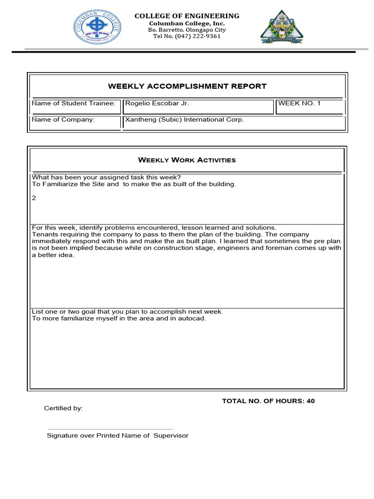 weekly accomplishment | PDF | Power (Physics) | Manufactured Goods