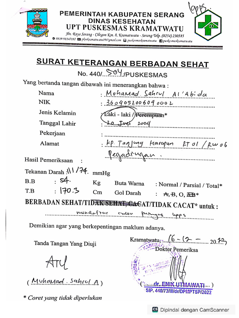 Surat Sehat Arul | PDF