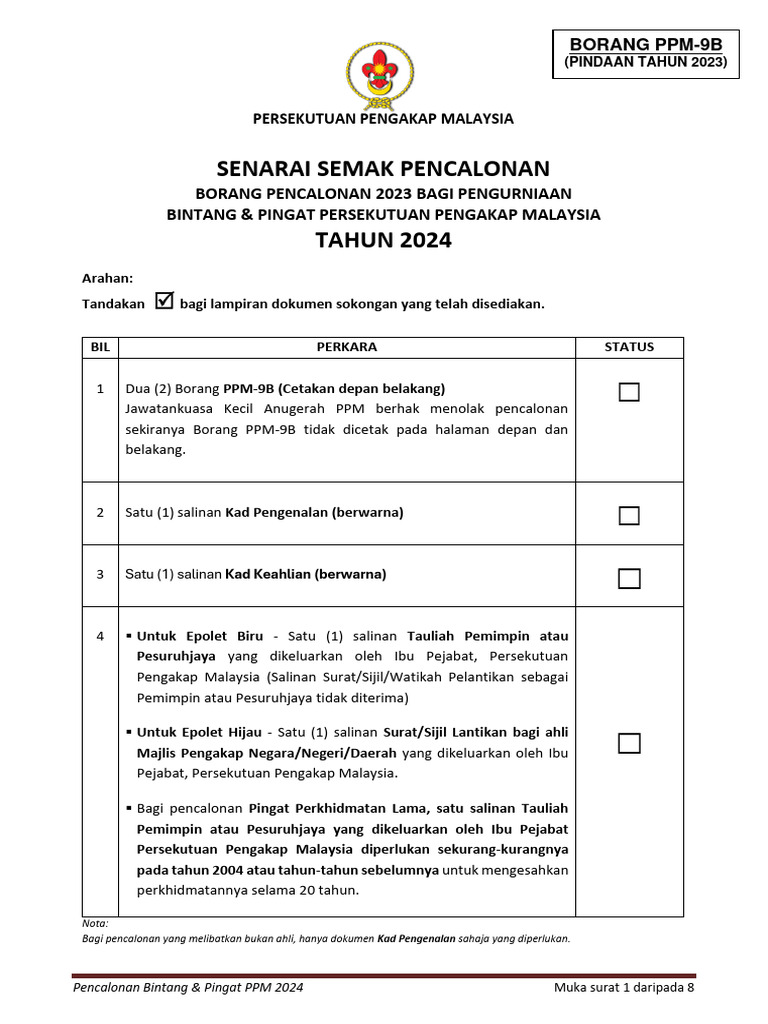 04 - Borang Pencalonan Bintang Pingat PPM - Final SKKPN PPL 2024 | PDF