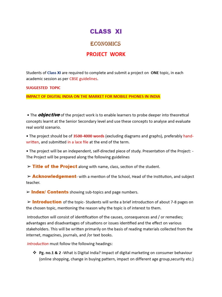 Class XI Economics Project Guide | PDF | Demand | Consumer Behaviour