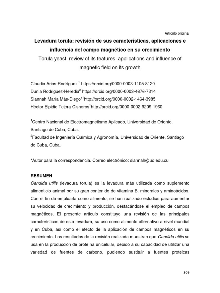Levadura Torula Revision de Sus Caracteristicas AP | PDF | Alimentos ...