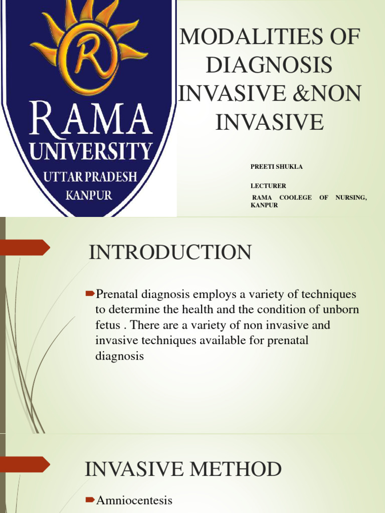 Prenatal Diagnosis: Invasive & Non-Invasive Methods | PDF | Medical ...