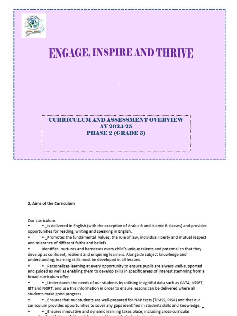 Grade 3 Curriculum Document 2024-25 | PDF | Curriculum | Mathematics