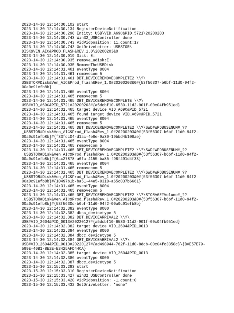 USB Device Connection Log | PDF | Computing | Computer Hardware