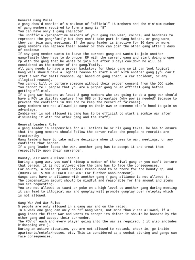 Gang rules | PDF