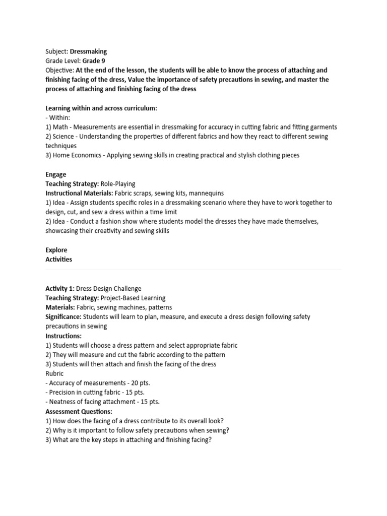 Attaching and Finishing Facing On A Dress | PDF | Sewing | Clothing