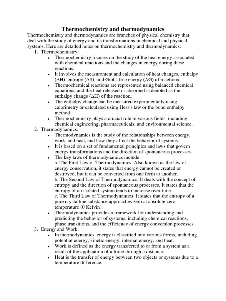 Thermochemistry and Thermodynamics | PDF | Entropy | Thermodynamics