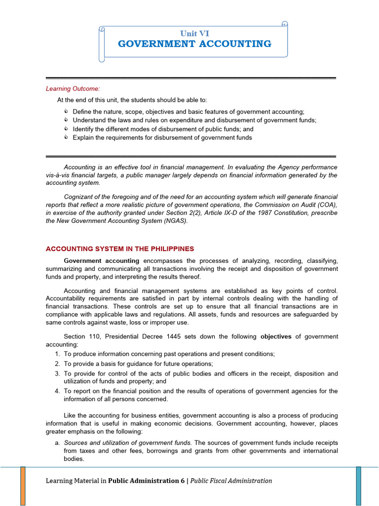 Unit 6 Government Accounting | PDF | Fund Accounting | Equity (Finance)