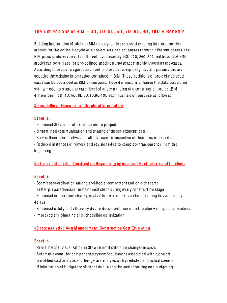 Understanding BIM Dimensions: 3D to 10D | PDF | Building Information Modeling | Life Cycle ...