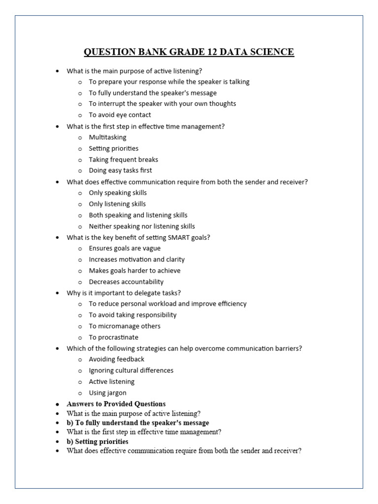 Question Bank DS 12 | PDF | Goal Setting | Databases