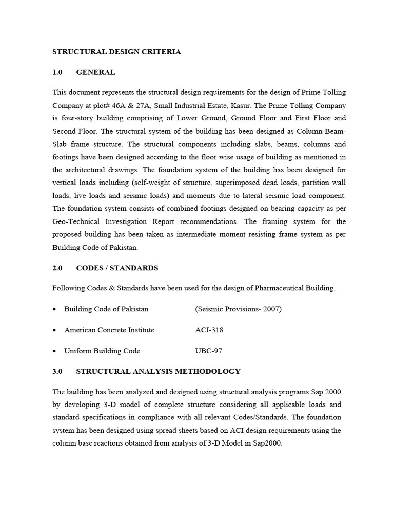 Structural Design Criteria | PDF | Structural Load | Concrete