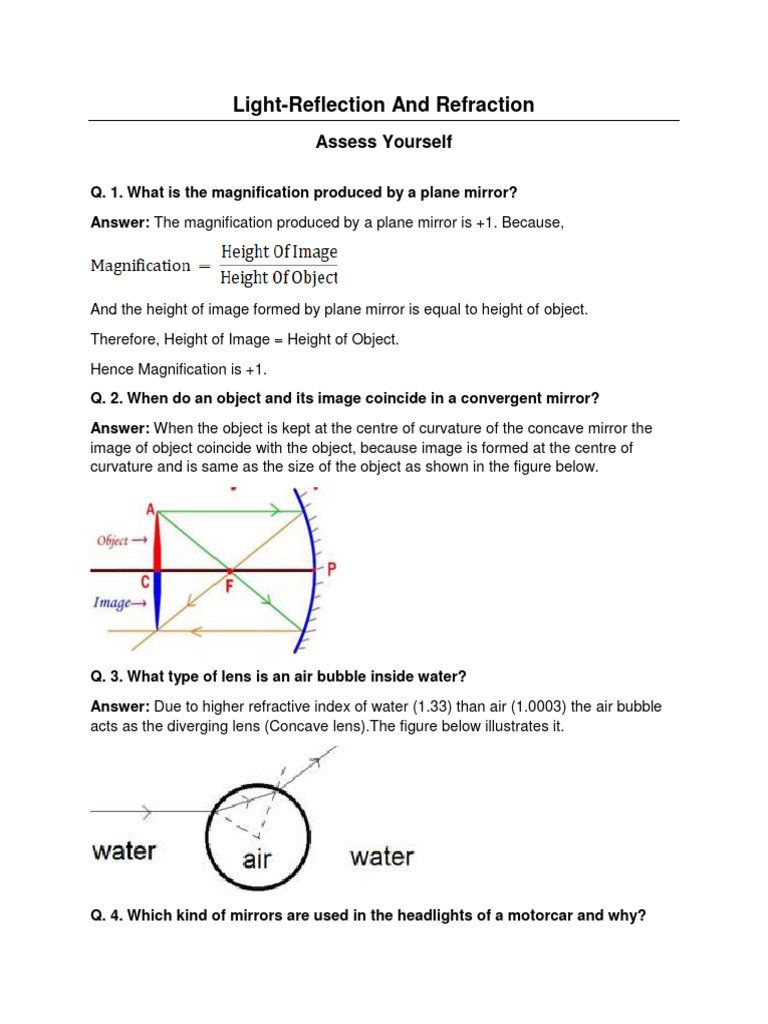 Light Reflection and Refraction | PDF | Refraction | Refractive Index