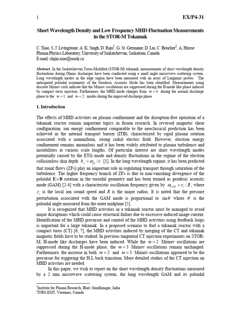 GAM Chijin Ex p4-31 | PDF | Tokamak | Spectral Density