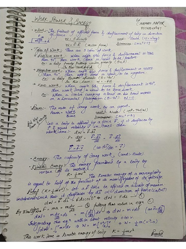 Work Energy Power Notes | PDF