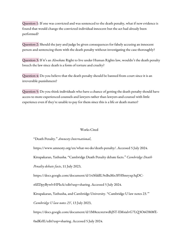 Ethical Concerns on the Death Penalty | PDF