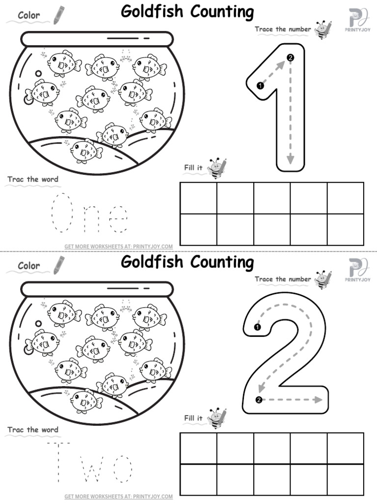 Goldfish Counting To 10 Worksheets Free Printable | PDF