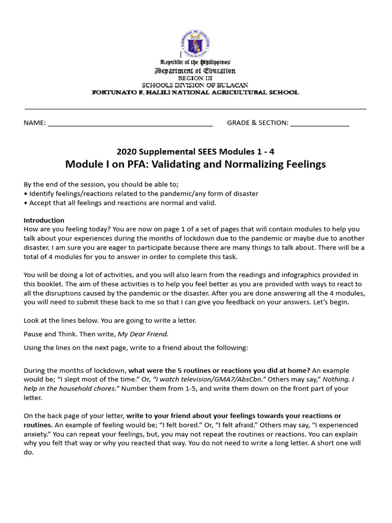 Self Guided Pfa | PDF | Feeling | Psychological Trauma