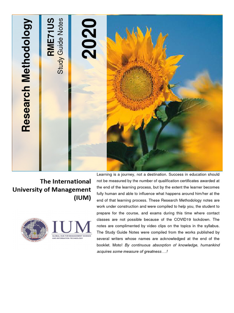 Research Methodology Notes 2020 Revised | PDF | Hypothesis | Experiment