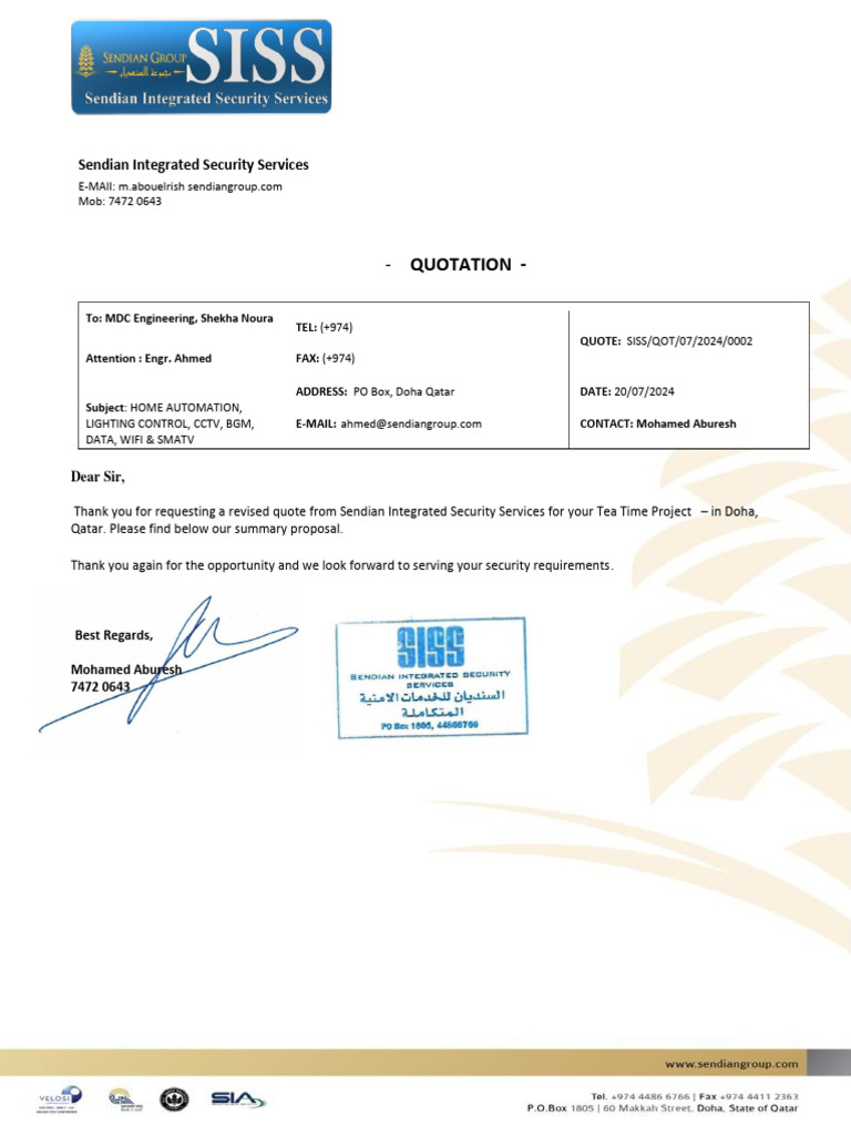 Quotation For HOME AUTOMATION, LIGHTING CONTROL, CCTV, BGM, DATA, WIFI & SMATV | PDF | Wi Fi ...