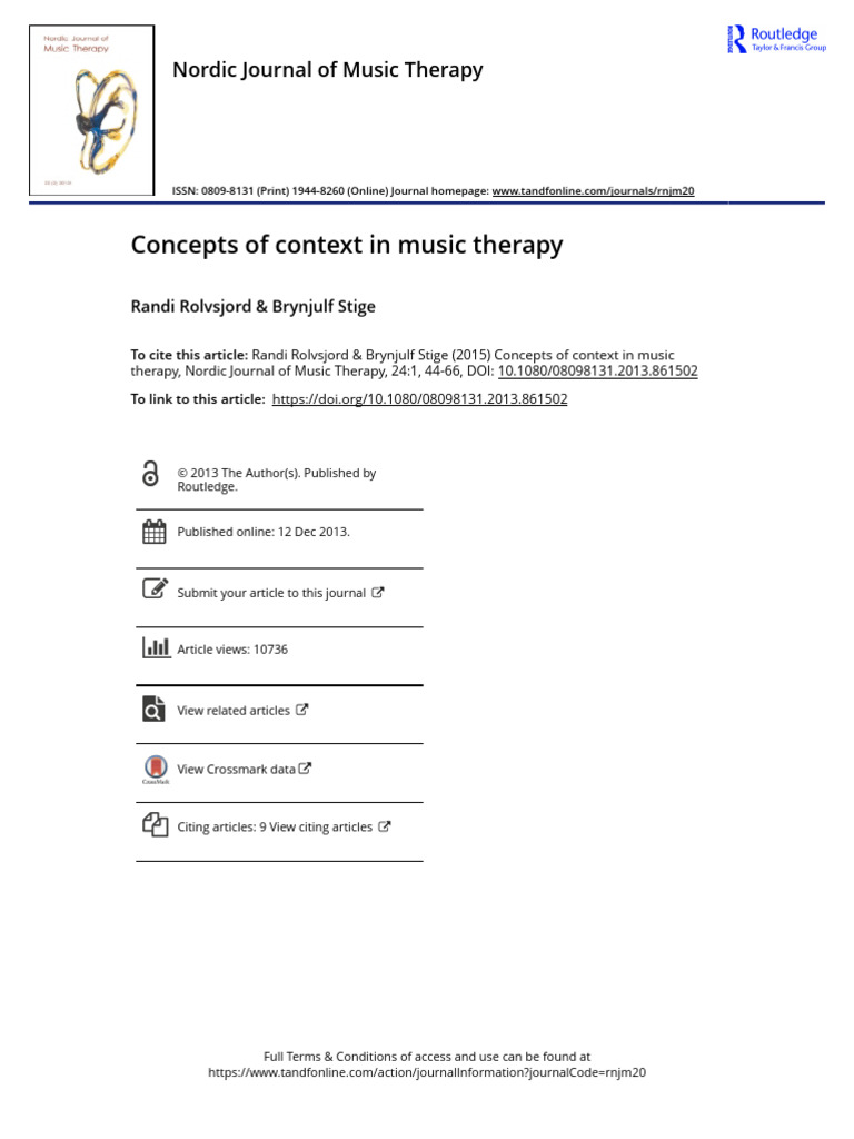 Concepts of Context in Music Therapy | PDF | Psychotherapy | Mental Health