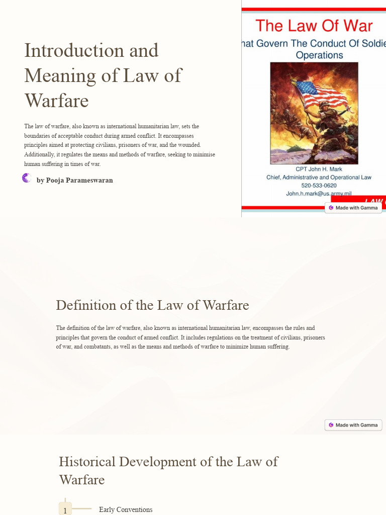 Introduction and Meaning of Law of Warfare | PDF | War Crime ...