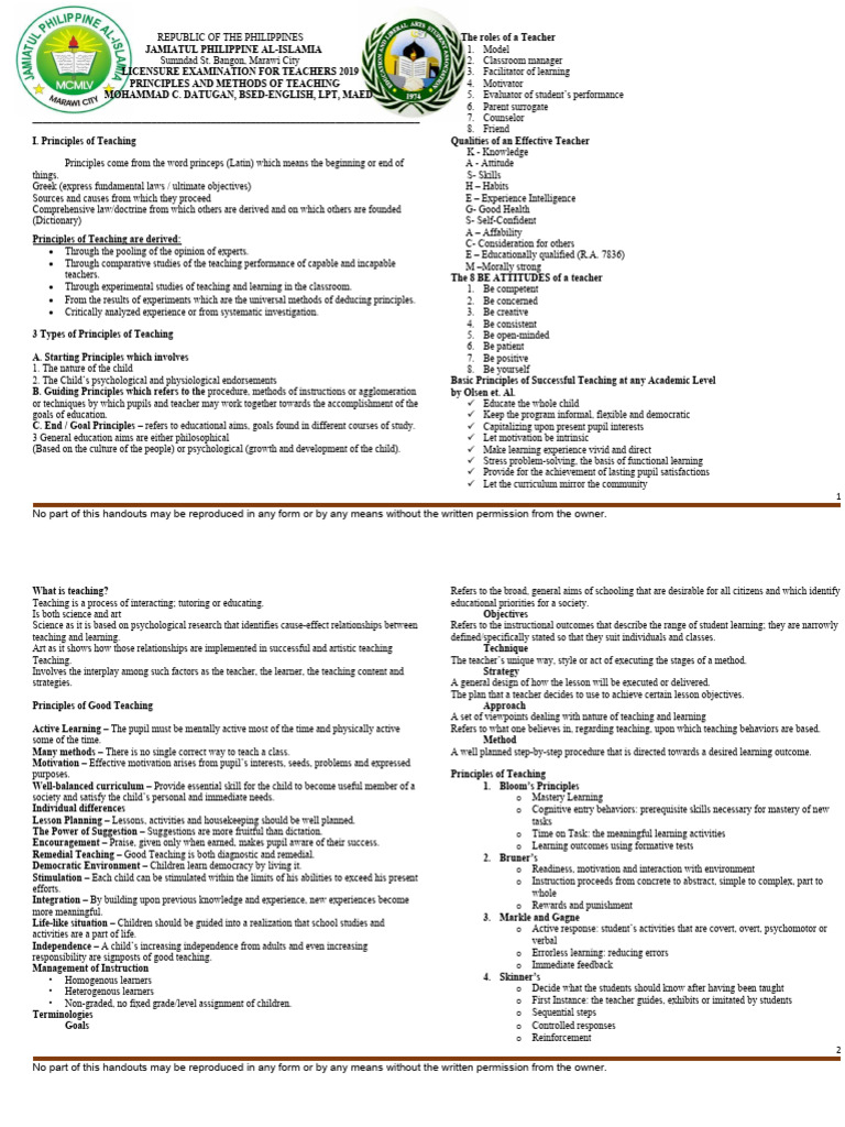 Aim To Top Principles and Strategies of Teaching | PDF | Learning ...