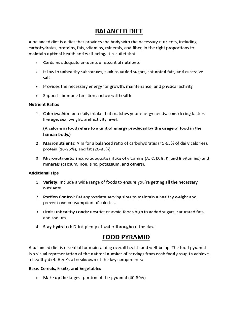 Balanced Diet and Healthy Eating Habit | PDF | Healthy Diet | Nutrients