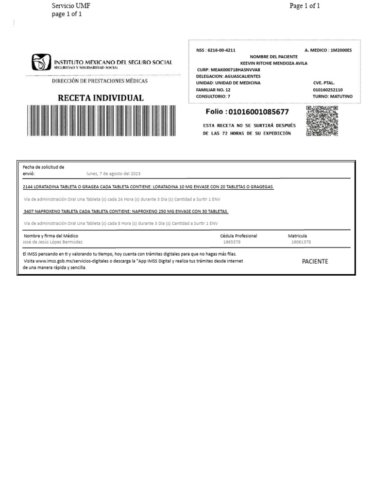 Receta Imss Editable | PDF
