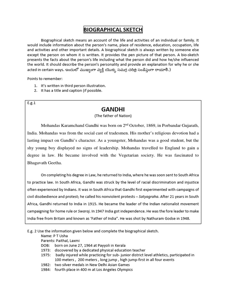 Biographical Sketch | PDF | Mahatma Gandhi | Nonviolence