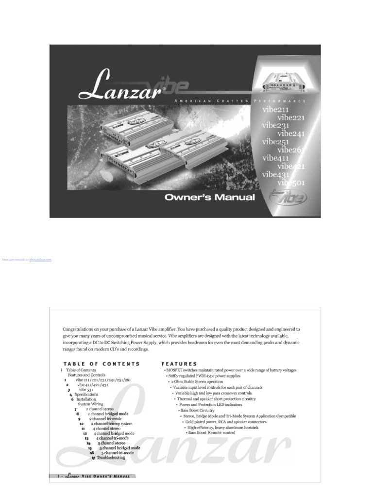 Manual Lanzar Car Audio Lanzar Vibe VIBE411 | PDF | Career & Growth ...