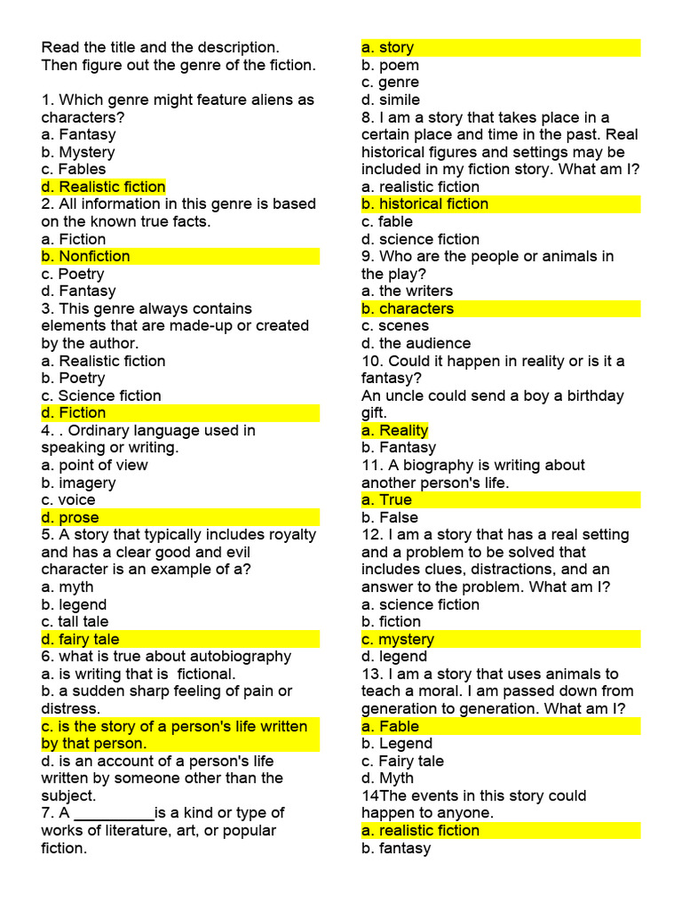 QUIZZ | PDF | Fantasy | Fairy Tales