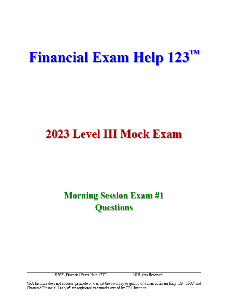 2023-Level3 - Morning-Exam-1-Questions | PDF | Financial Analyst ...