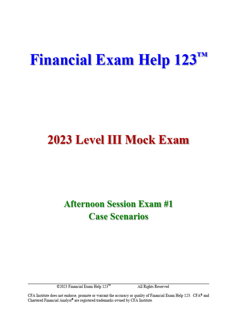 2023-L3 - Afternoon-Exam-1-Case-Scenarios | PDF | Bond Duration ...
