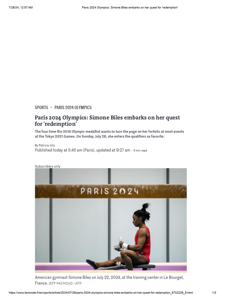Simone Biles' Redemption at Paris 2024 | PDF | Sports