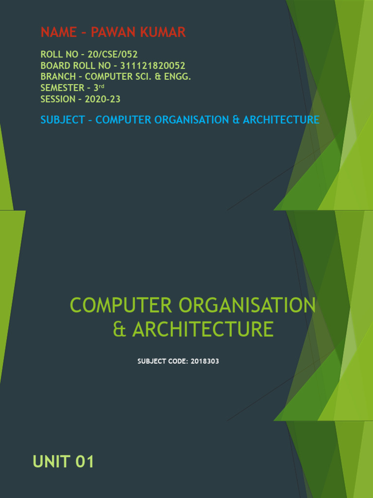 Computer Organisation & Architecture | PDF | Random Access Memory | Central Processing Unit