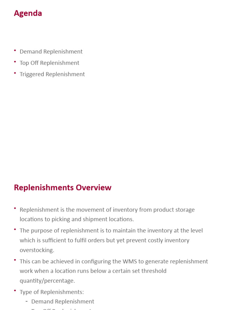 Replenishment | PDF | Inventory | Warehouse