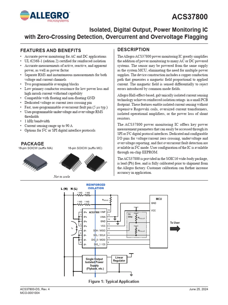 ACS37800 Datasheet | PDF | Alternating Current | Insulator (Electricity)