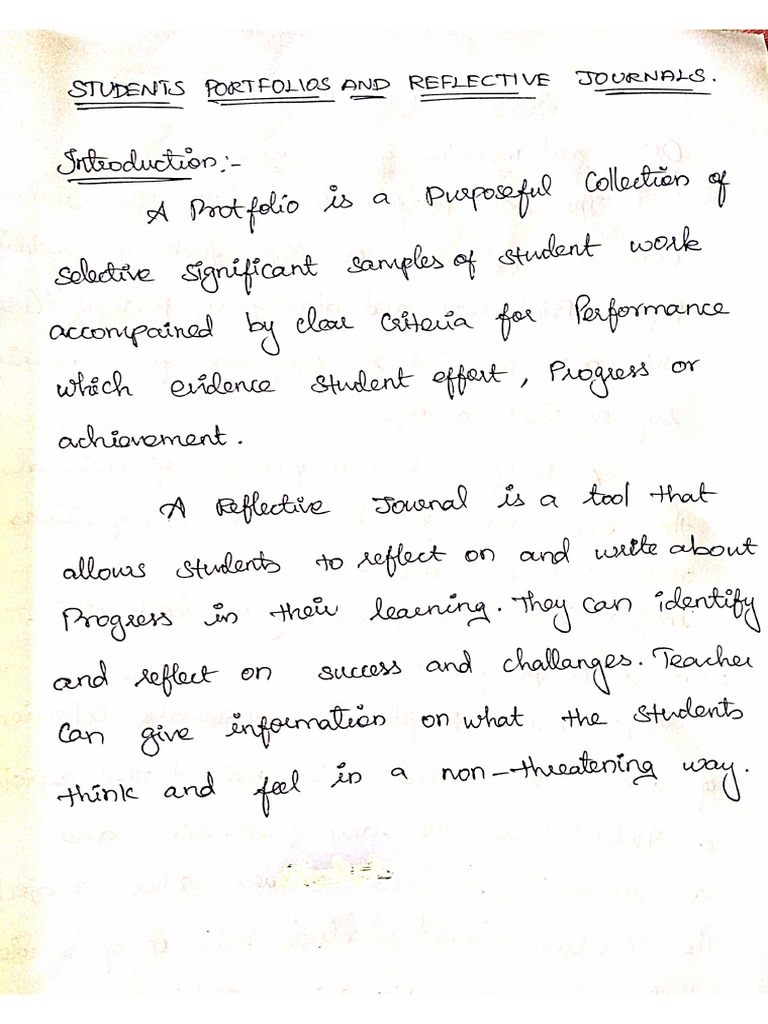 Student Portfolios and Reflective Journals | PDF | Methodology | Teachers