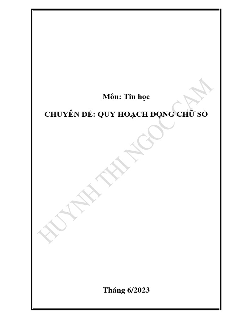 Tin Hoc Chuyen de Quy Hoach Dong Chu So | PDF