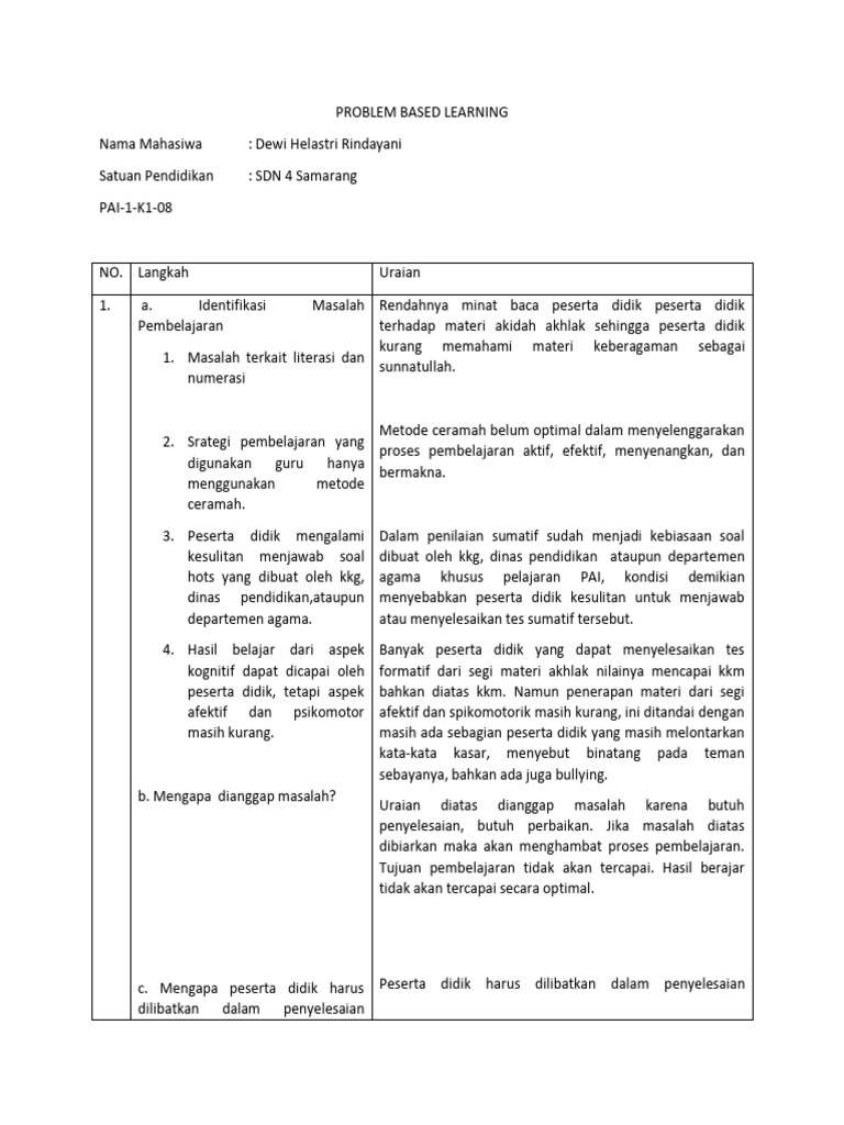 PROBLEM BASED LEARNING | PDF