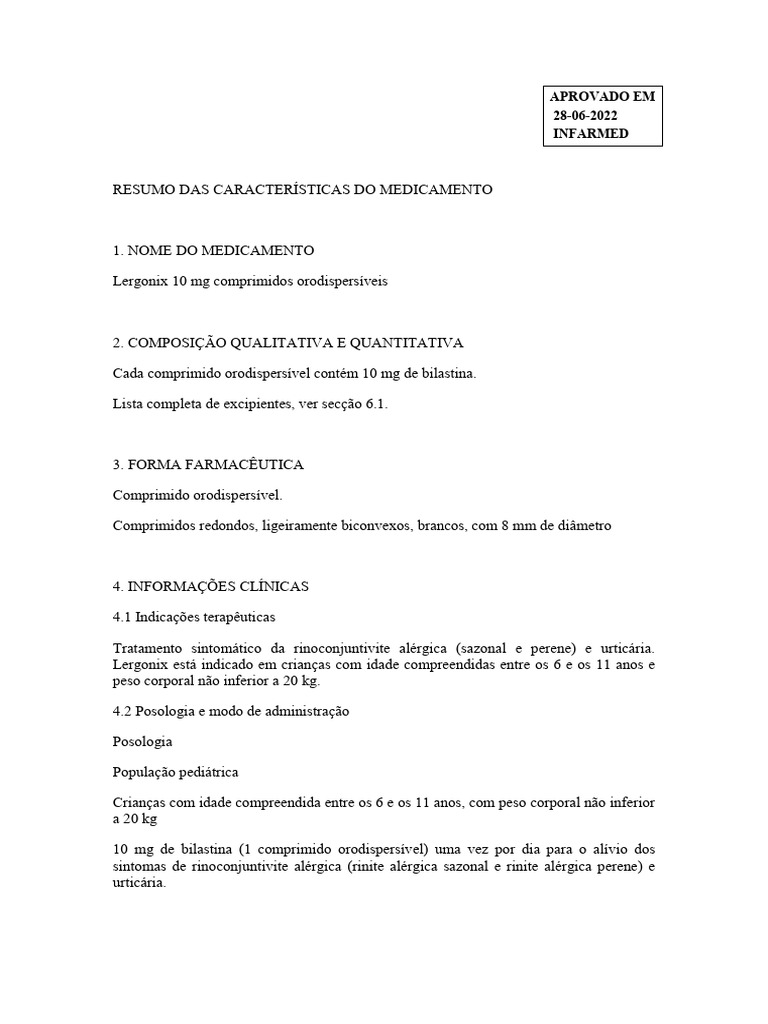 Lergonix 10 mg: Indicações e Posologia | PDF | Alergia | Teste clínico