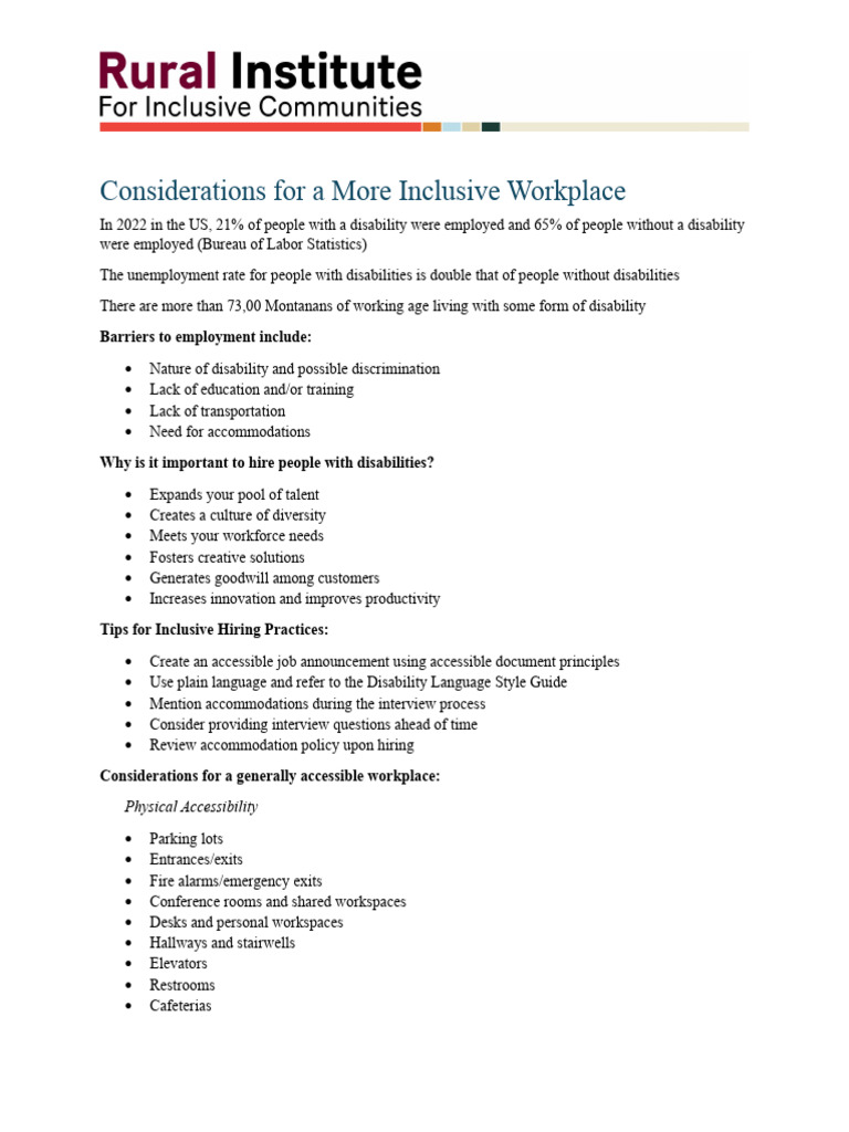 Workplace Considerations | PDF | Disability | Accessibility