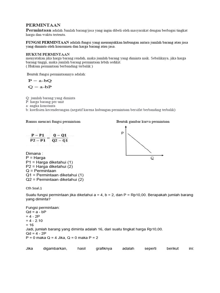 Materi Fungsi Permintaan Dan Penawaran | PDF