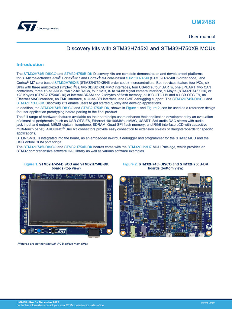Um2488 Discovery Kits With Stm32h745xi and stm32h750xb Mcus Stmicroelectronics | PDF | Usb ...