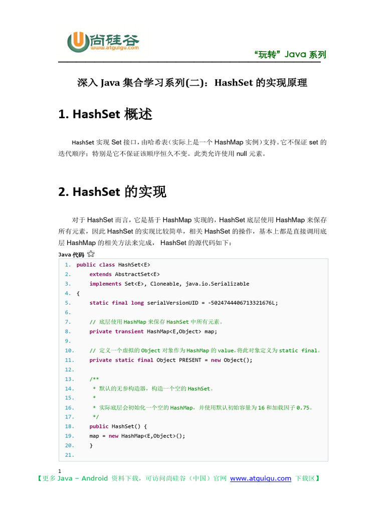 深入Java集合2：HashSet的实现原理 | PDF