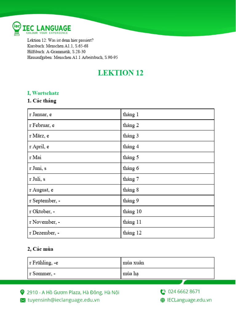 A1. Lektion 12 | PDF