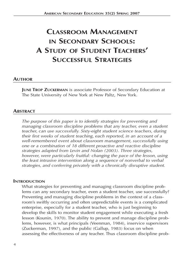 Classroom Management in Secondary Schools | PDF | Teachers | Classroom Management
