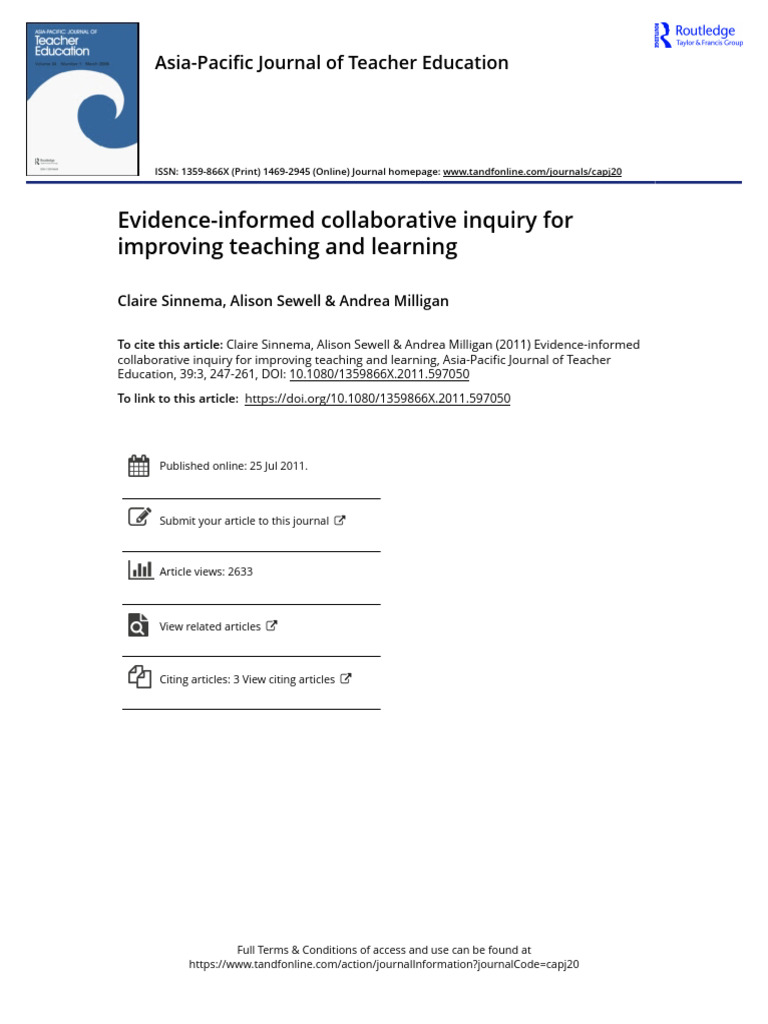 Evidence-Informed Collaborative Inquiry For Improving Teaching and Learning | PDF | Pedagogy ...